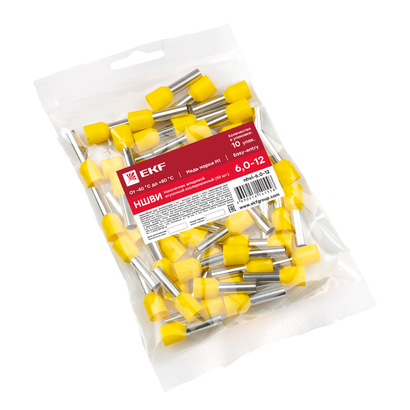 Наконечник штыревой втулочный изол. НШвИ 6.0-12 (уп.50шт) EKF nhvi-6.0 ...